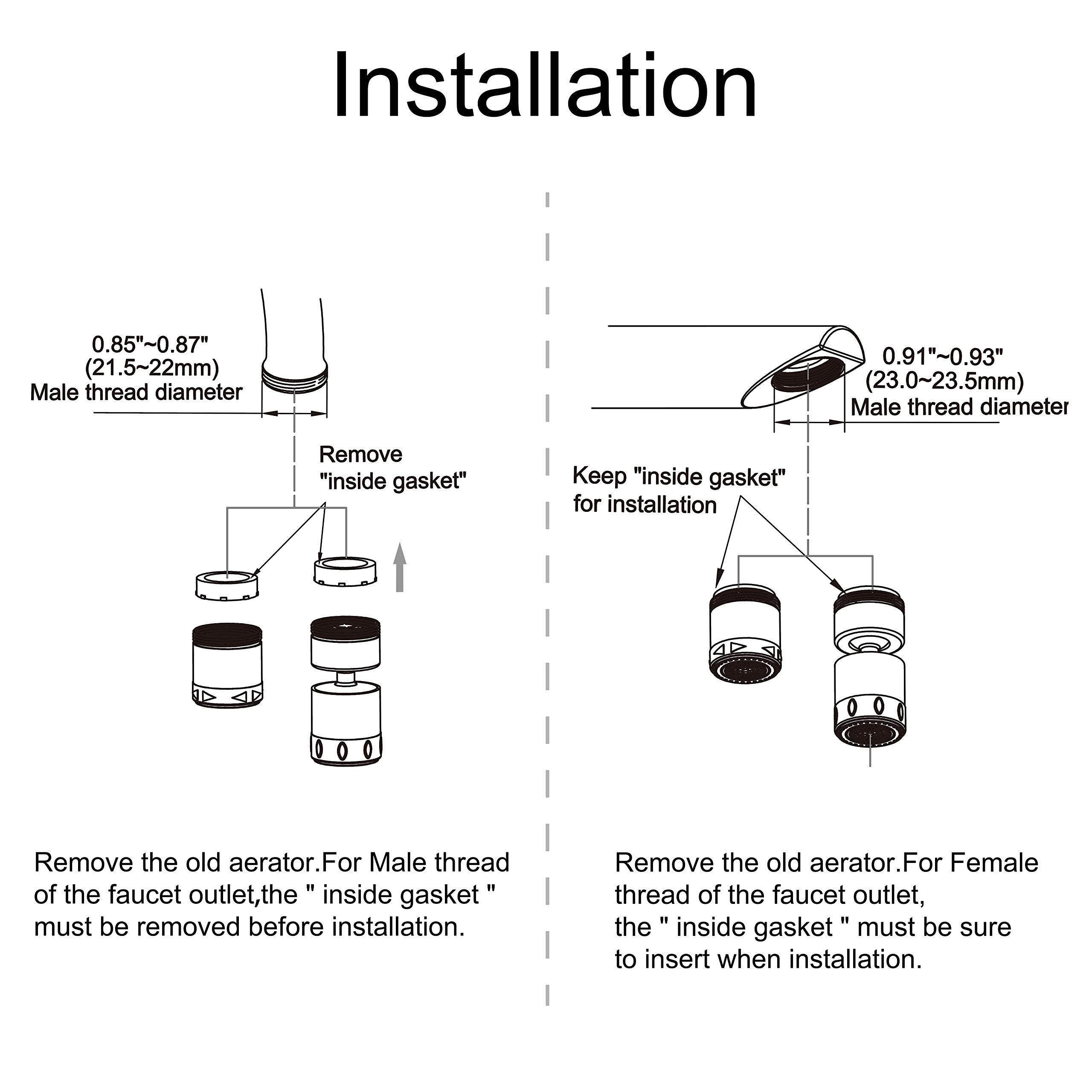 YOO.MEE Faucet Aerator with Dual- function 2 flow Spray, Chrome