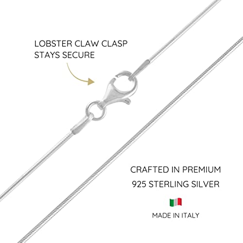 KISPER Silver 8 Sided Snake Chain Necklace –Thin, Dainty, 925 Sterling Silver Jewelry for Women & Men with Lobster Clasp – Made in Italy, 16”