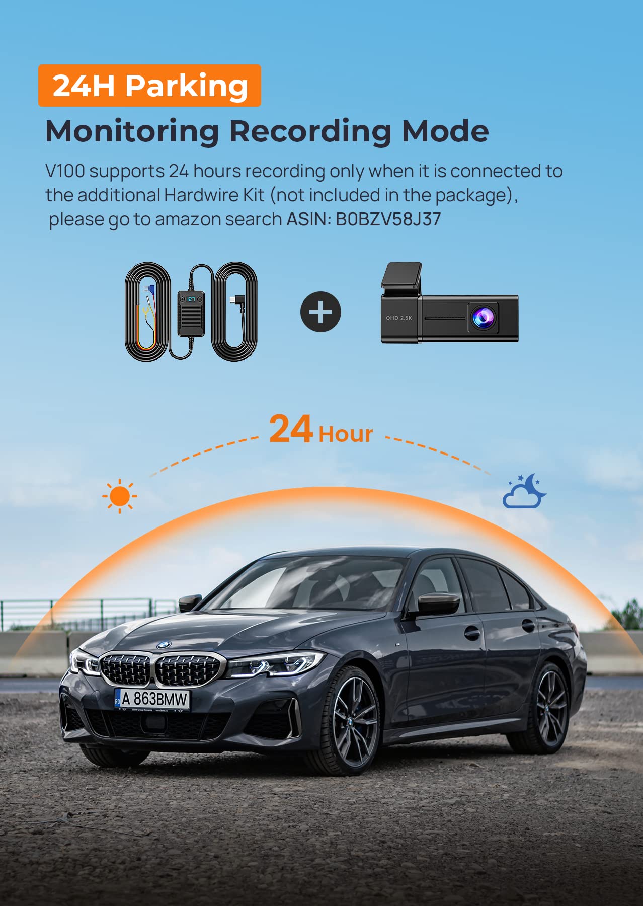 Dash Cam WiFi 2.5K 1440P Front Dash Camera for Cars, E-YEEGER Car Camera Mini Dashcams with App, Night Vision, 24H Parking Mode, G-Sensor, Loop Recording