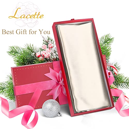 Lacette Silk Pillowcase for Hair and Skin, 22 Momme 6A Soft Silk Pillow Case with Hidden Zipper, Gift Box, 600 Thread Count, Double Side Silk/Wood Pulp Fiber, 1PC (Champagne, Queen Size 20"x30")…