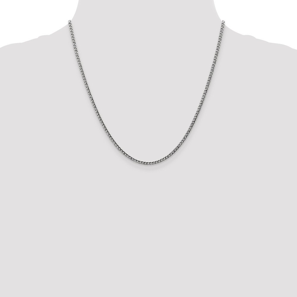 Sonia Jewels 14k White Gold 2.5mm Curb Cuban Link Chain Necklace - with Secure Lobster Lock Clasp 20"