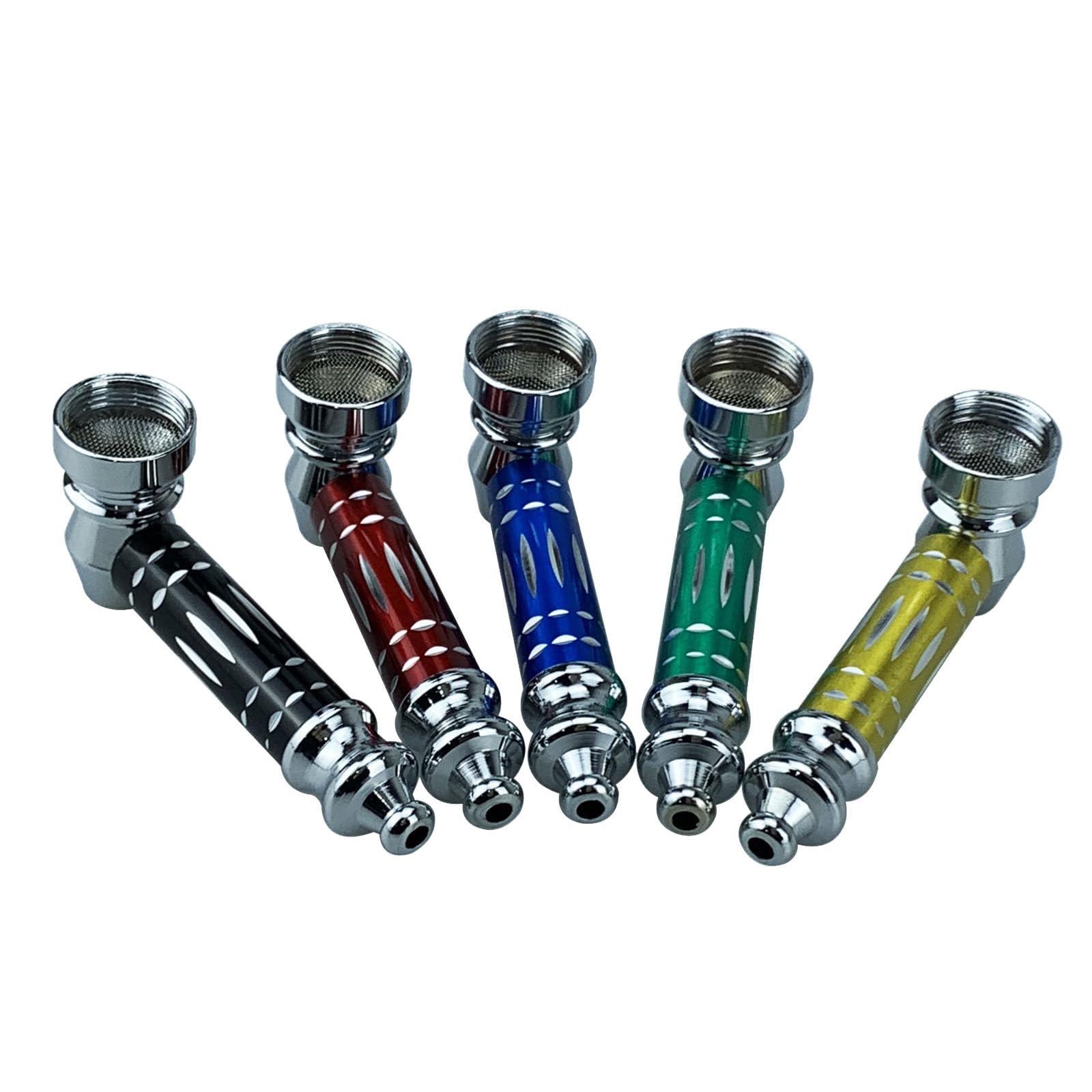 Janfu Random Color Alloy Fashion Carved Pipe Portable Removable Cleaning Pot Pipe Crafts (A - 1PC)
