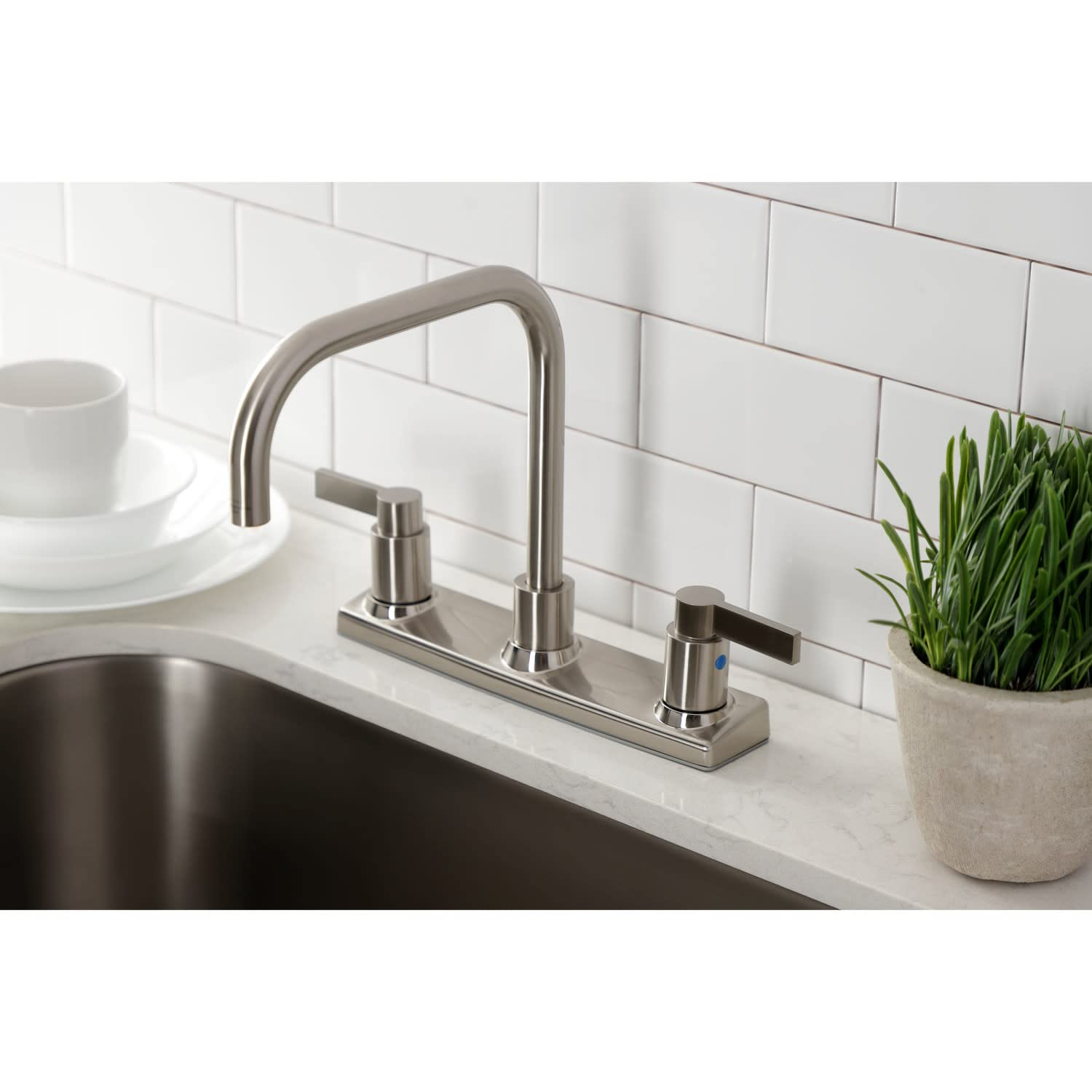 Kingston Brass FB2145NDL NuvoFusion 8" Centerset Kitchen Faucet, Oil Rubbed Bronze