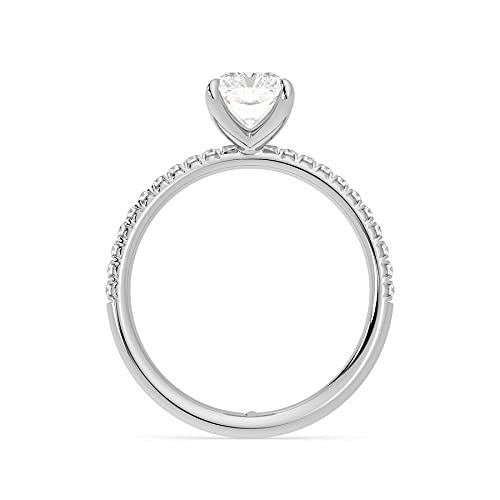 CUSTOMIZE JEWELS 1.50 Carat- 8x6 MM Radiant Cut Solitaire Moissanite Engagement Ring In 14k Gold with Accent Stone For Women,D-VVS1 (14k White Gold, 5.5)