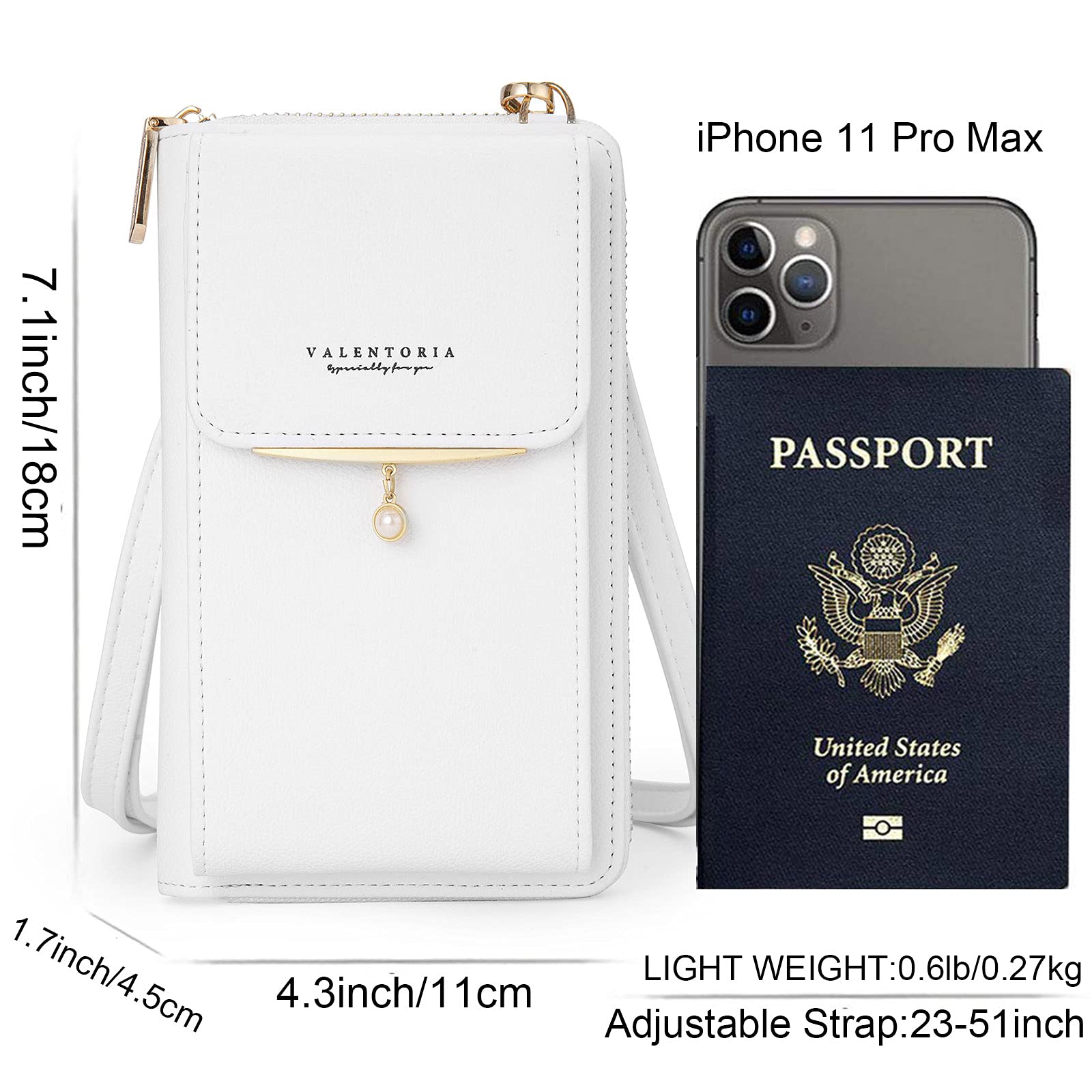 Valentoria Small Crossbody Bag Cell Phone Purse Wallet Leather Card Slot Clutch for Women