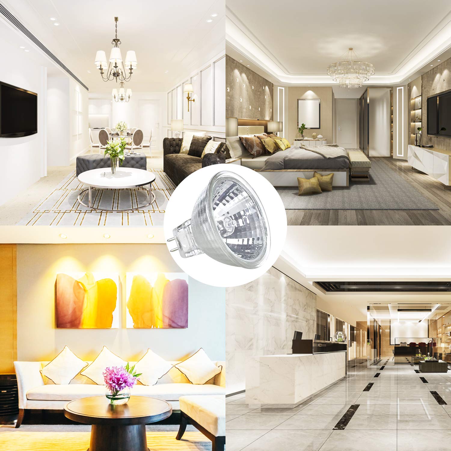 MR11 Halogen Spot Light Bulb Down Reflector Lamp 5W 12V 2 Prong Stove Hood Range Lighting High CRI Warm White 5 Watt GU4 Dimmable Replacement Fiber Optic BAB C Bright Kitchen 45° Beam I 11⁄8 inches