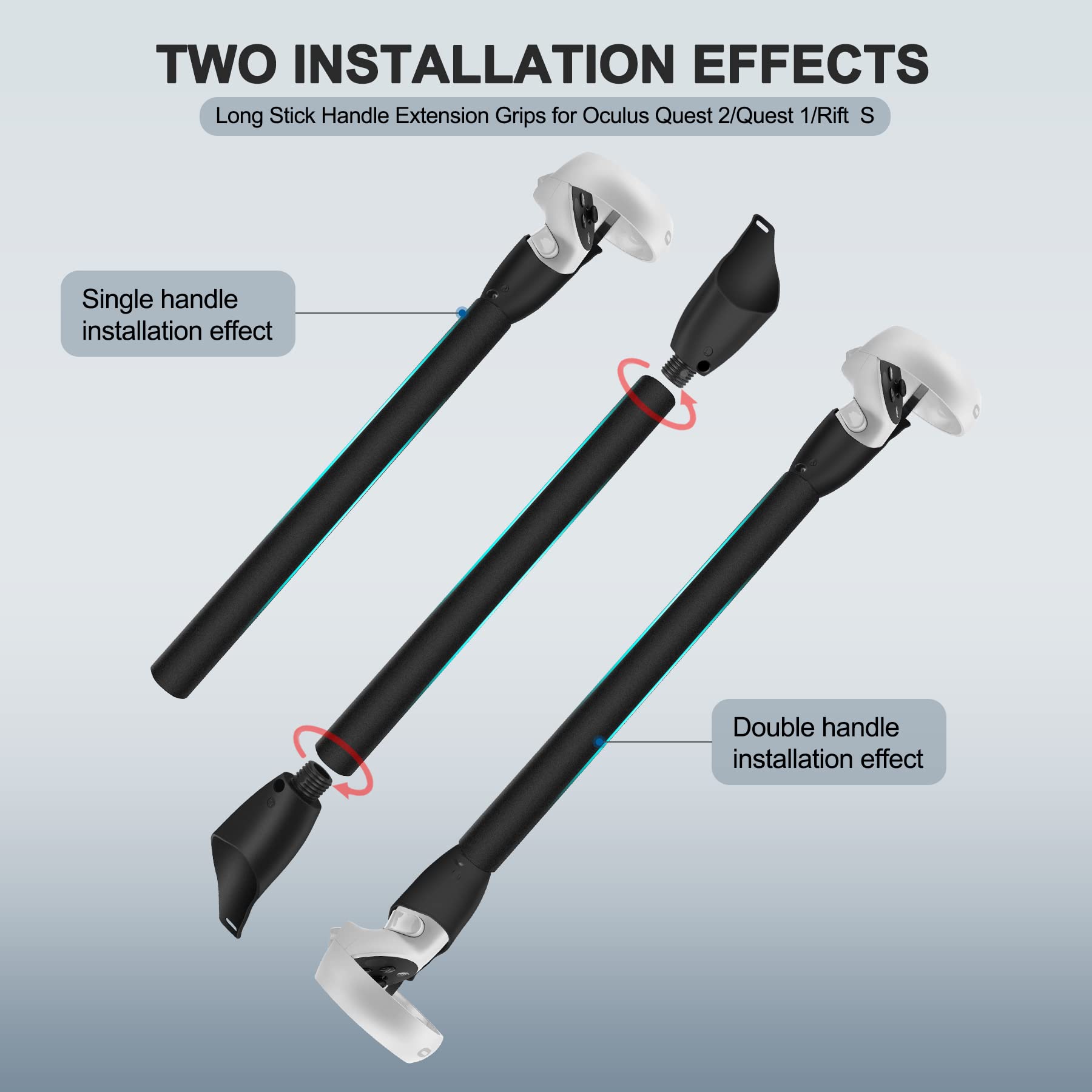 Esimen Extension Grips for Beat Saber Handles Compatible With Oculus Quest, Quest 2 or Rift S Long Stick Extension Handle Stand Playing Beat Saber