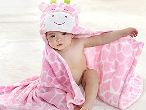 Gneliwm Baby Hooded Blanket Newborn Infant Soft Warm Swaddle Wrap Animal Face Coral Fleece Shower Bath Towel