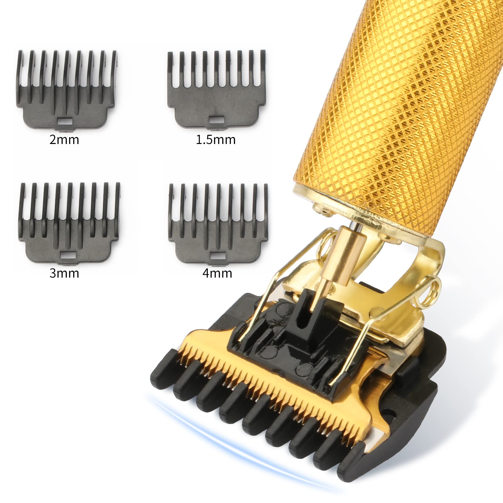 You future Upgrated Hair Trimmer for Men, T-Blade Cordless Clippers wizh 4 Guide Comb, Zero Gapped Electric Trimmer & USB Rechargeable, Hair Cutting kit & Grooming Kit (Gold)