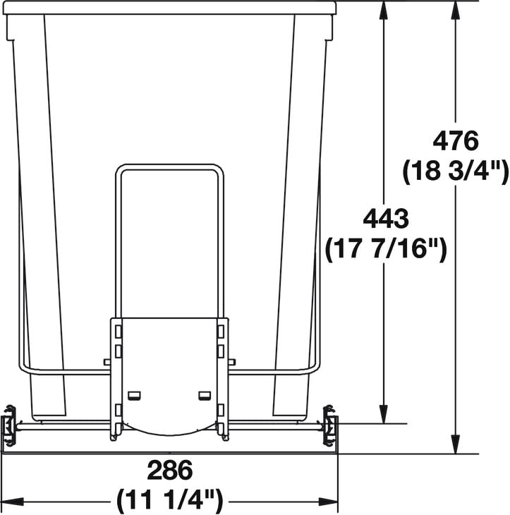 Kitchen Double 2 x 27 qt (54 Qt) Waste Bin Base Cabinet Pullout Trash System with Soft Close Slides and with Handle