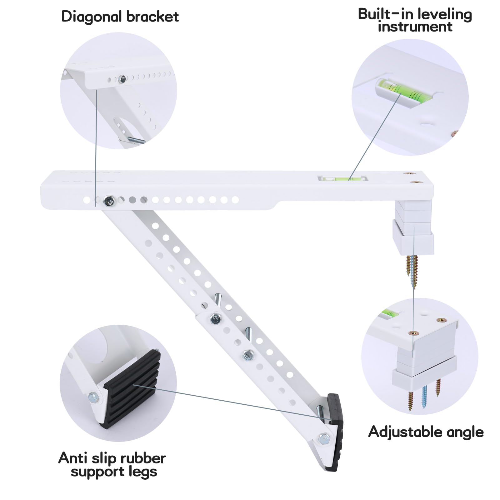 GNILLKO Window Air Conditioner Support Bracket, Support Up to 165 lbs, Universal for 12,000 to 24,000 BTU AC Units, Window AC Bracket Light Duty