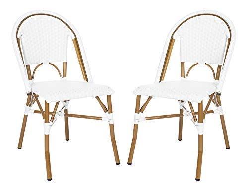 Safavieh Home Collection Hooper Indoor-Outdoor Stacking Side Chairs | Black & White | Set of 2