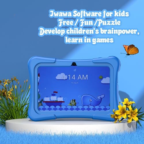 DAUERHAFT 7 Inch Kids Tablet, WiFi 100‑240V Dual Camera Child Tablet 2GB RAM 32GB ROM for Learning (US Plug)