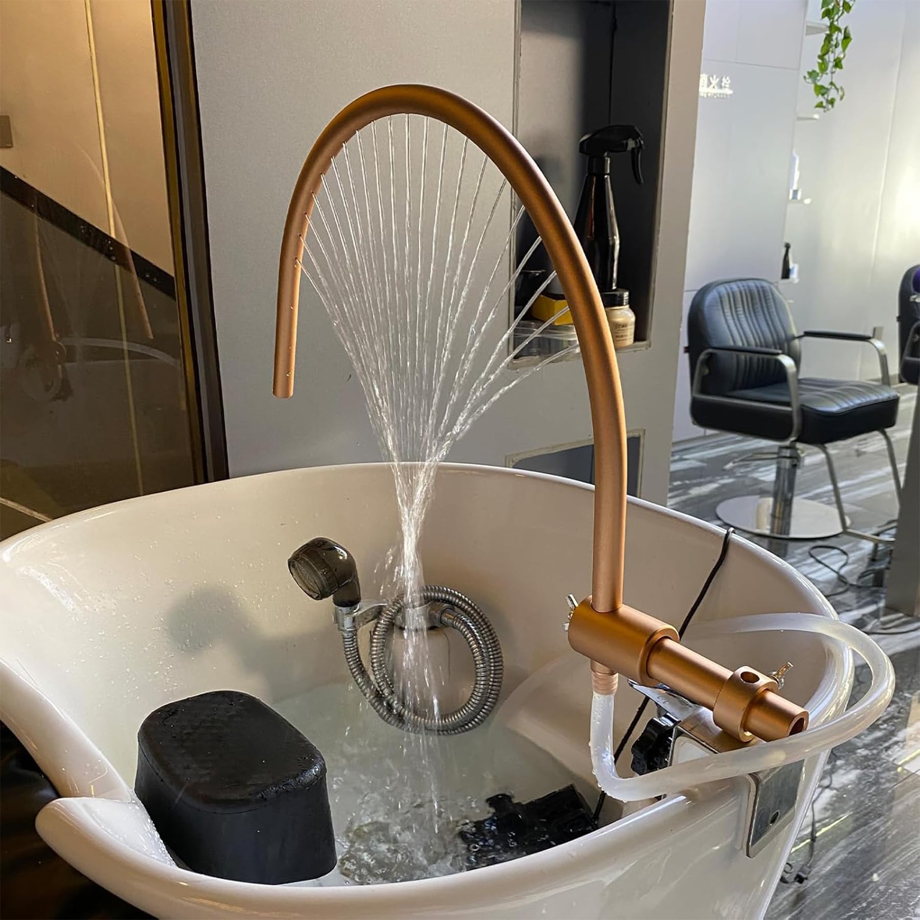 Head Spa Water Circulation Rack, Head Spa Equipment Frame with Metal Fixing The Retaining Rings, Shampoo Bowl Waterfall Head Spa Portable Hydrotherapy Adjustable Fits Most Shampoo Basin Bed