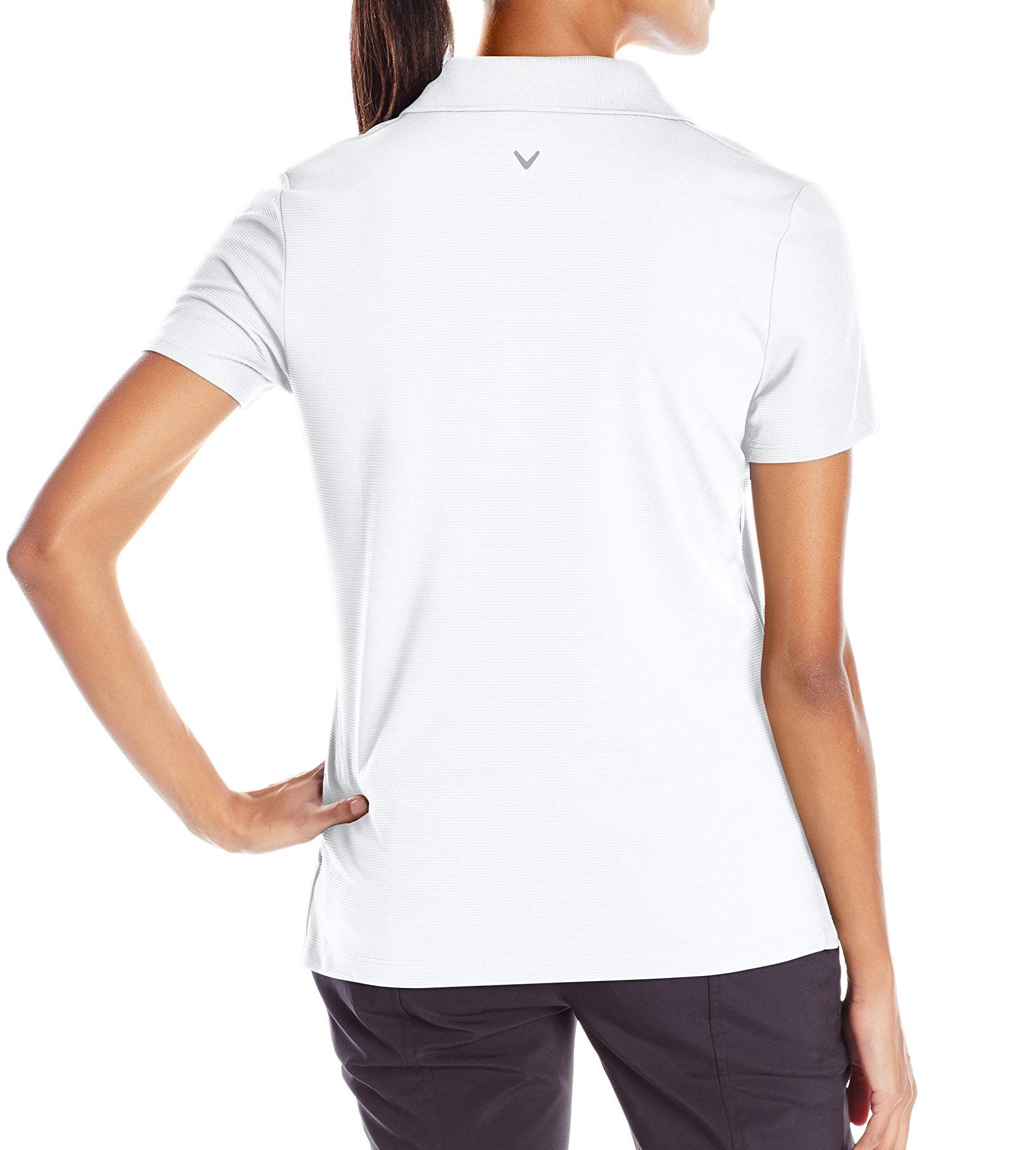 Callaway Women's Short Sleeve Ottoman Performance Golf Polo With Sun Protection (Size Small - 4X-Large), White, Medium