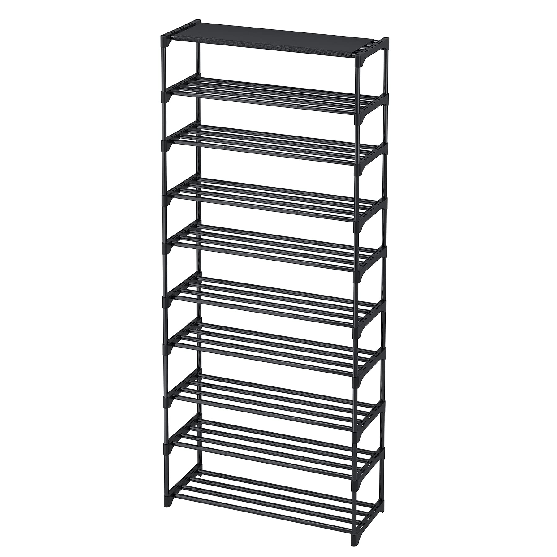 Calmootey 10-Tier Shoe Rack,Shoe Shelf Storage Organizer,Entryway,Bedroom,Black