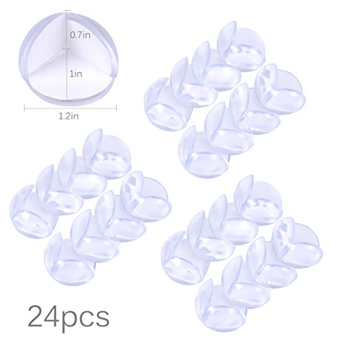 Cunina Corner Protector, 24-Pack Transparent Baby Proofing Safety Corner Edge Guards, Furniture Table Sharp Corner Guard Protectors Bumper for Baby Child Kids
