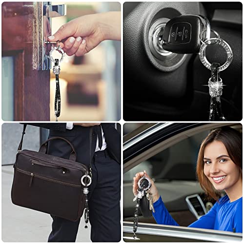 Yiflin Cute Wrist Car keychain for Women, Crystal Keychain Accessories,Bling Wrist Lanyard for Keys, Car key (Silver, Large)