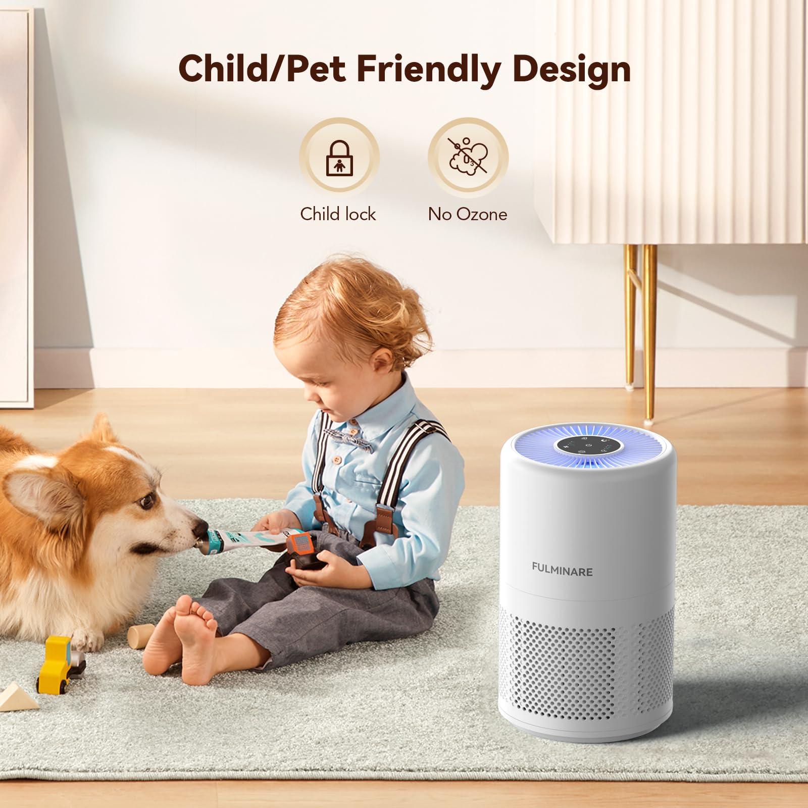 FULMINARE Air Purifiers for Home Large Room, 1095 Ft² Coverage, Air Purifier for Bedroom, Pets, Smokers, PM2.5, VOCs... Air Cleaner