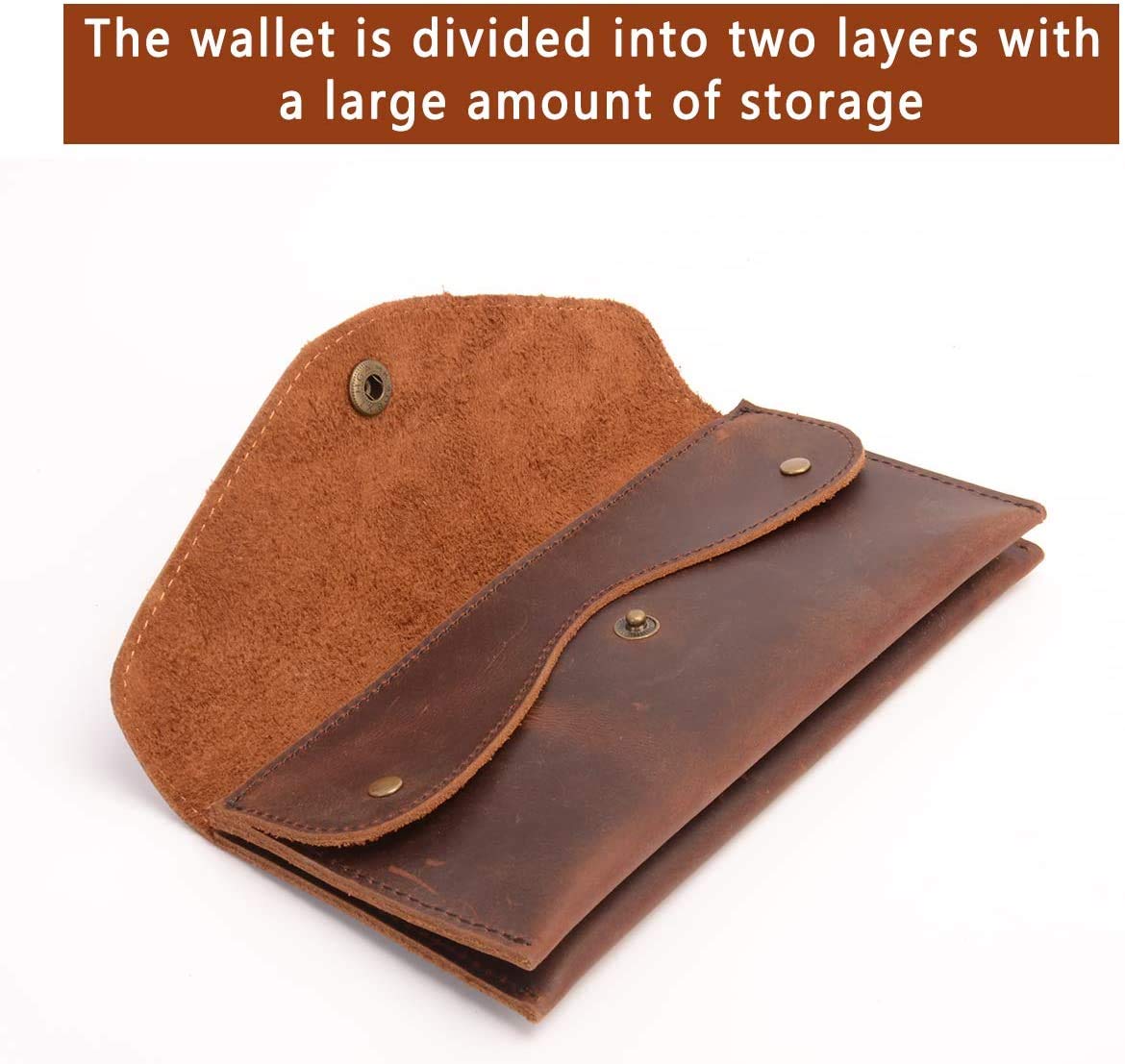 Vintage Men's Wristlet Handbags,Hand-Made Large-Capacity Leather Clutch,Ultra-Thin Wallet