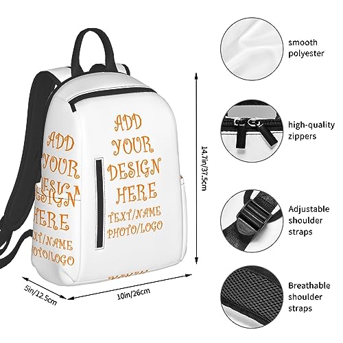 Custom Backpack for Men Women Personalized Backpacks with Pictures Text Logo Art Design for Office Travel Hiking Camping (Black 4)