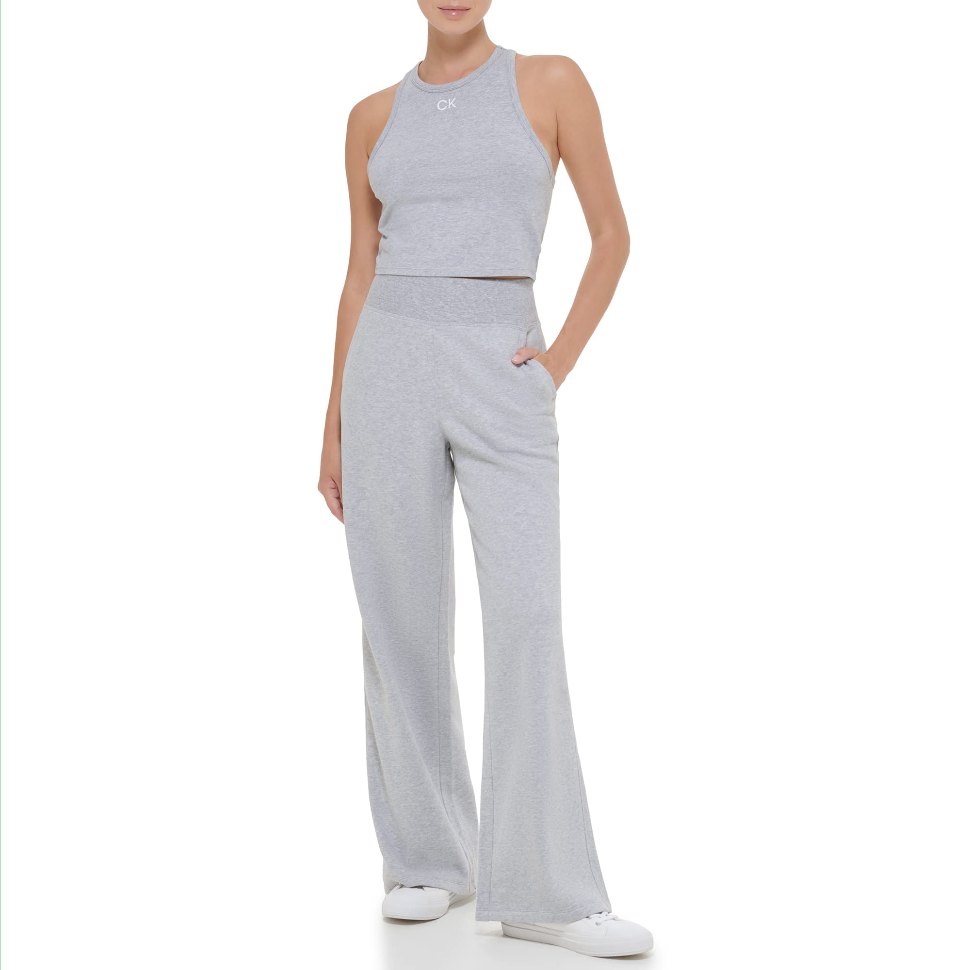 Calvin Klein Performance Women's Calvin Klein Basic Racerback Top, Pearl Grey Heather