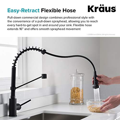 KRAUS 33-inch 16 Gauge Double Bowl 60/40 Standart PRO Kitchen Sink Combo Set with Matte Black Bolden 18-inch Kitchen Faucet and Soap Dispenser, KHU103-33-1610-53MB