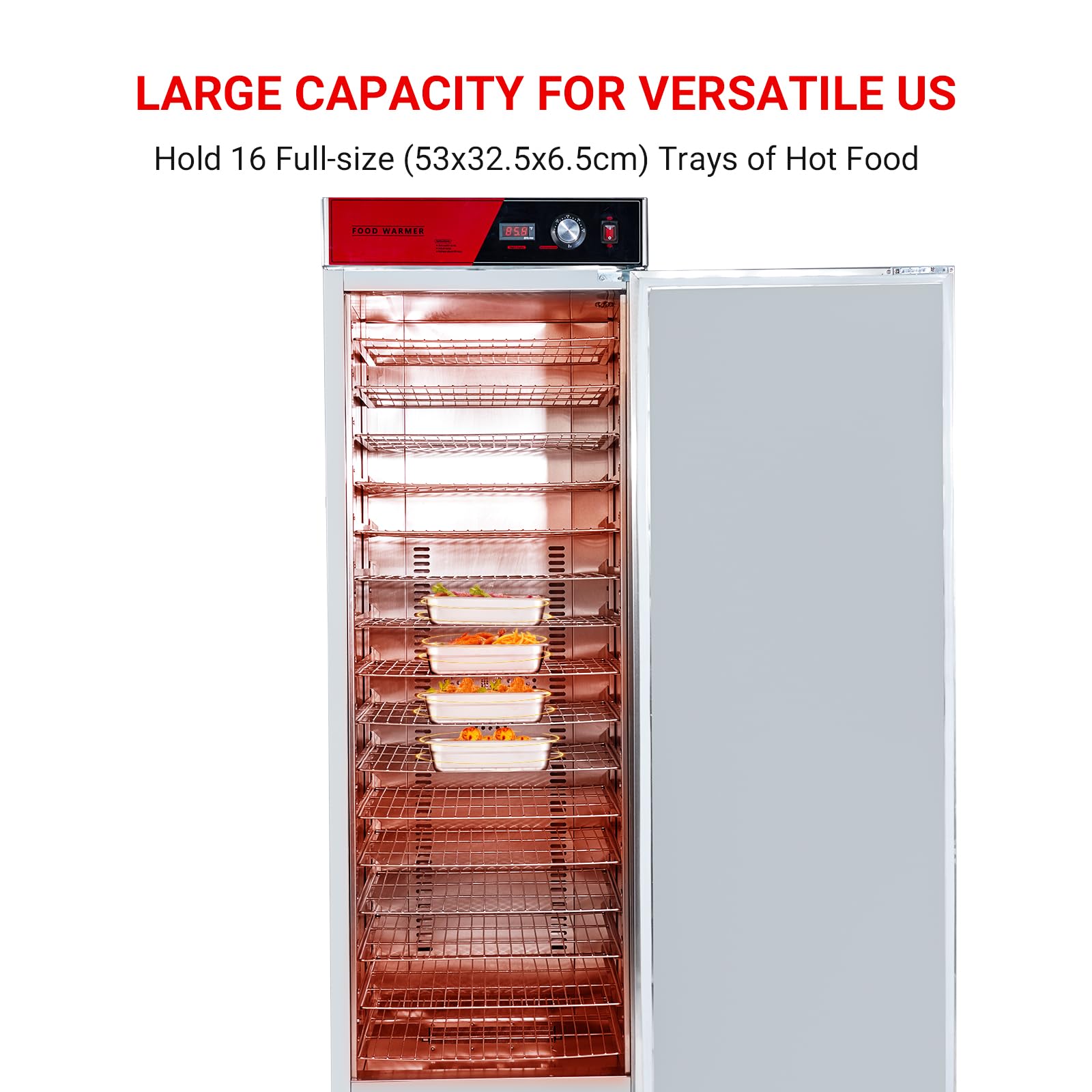 GarveeHome Hot Box Food Warmer - Multifunctional Storage, Stainless Steel, Excellent Insulation, 850W Cabinet, Water Tray, Restaurant Grade,Single Door,16th Floor,35 * 23 * 71inch