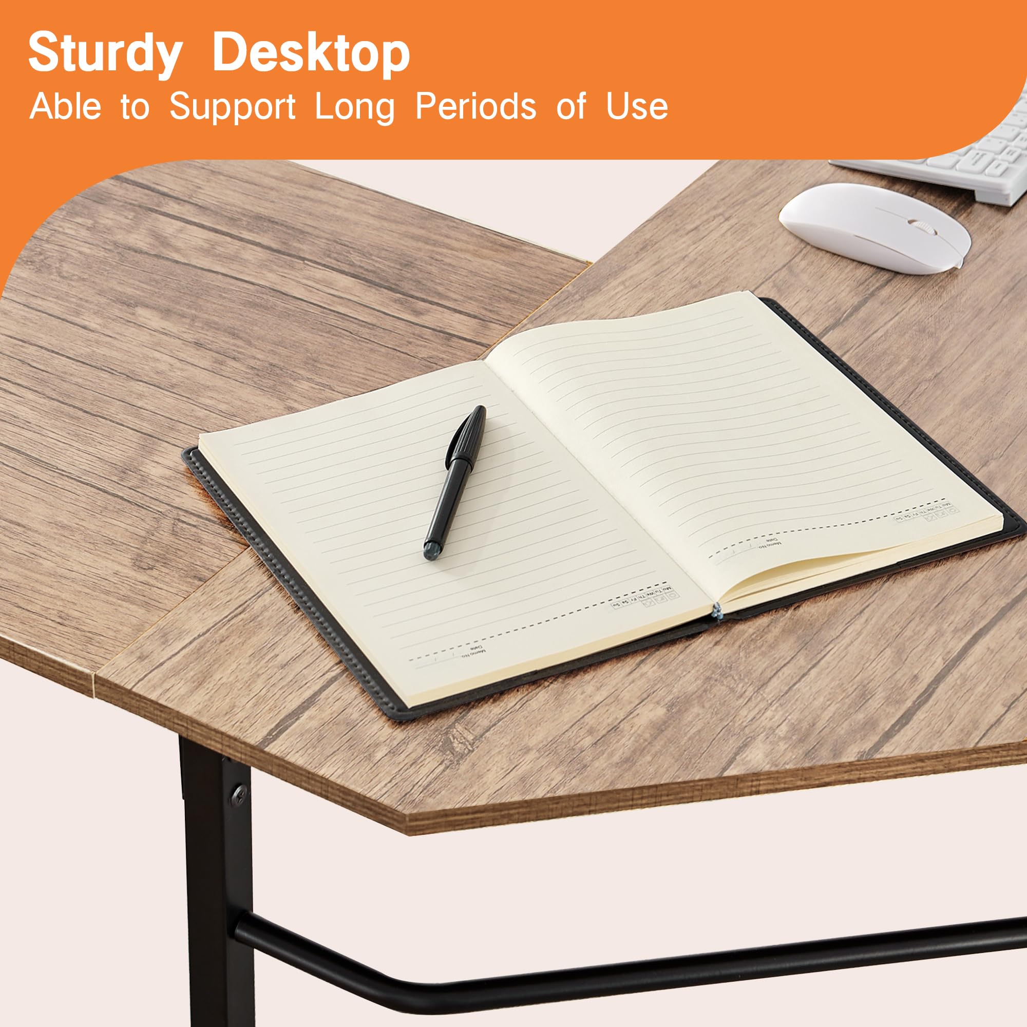 VECELO L-Shaped Corner Computer Desks with CPU Stand Study Writing Table Workstation Gaming Computer Desk for Home Office,Oak