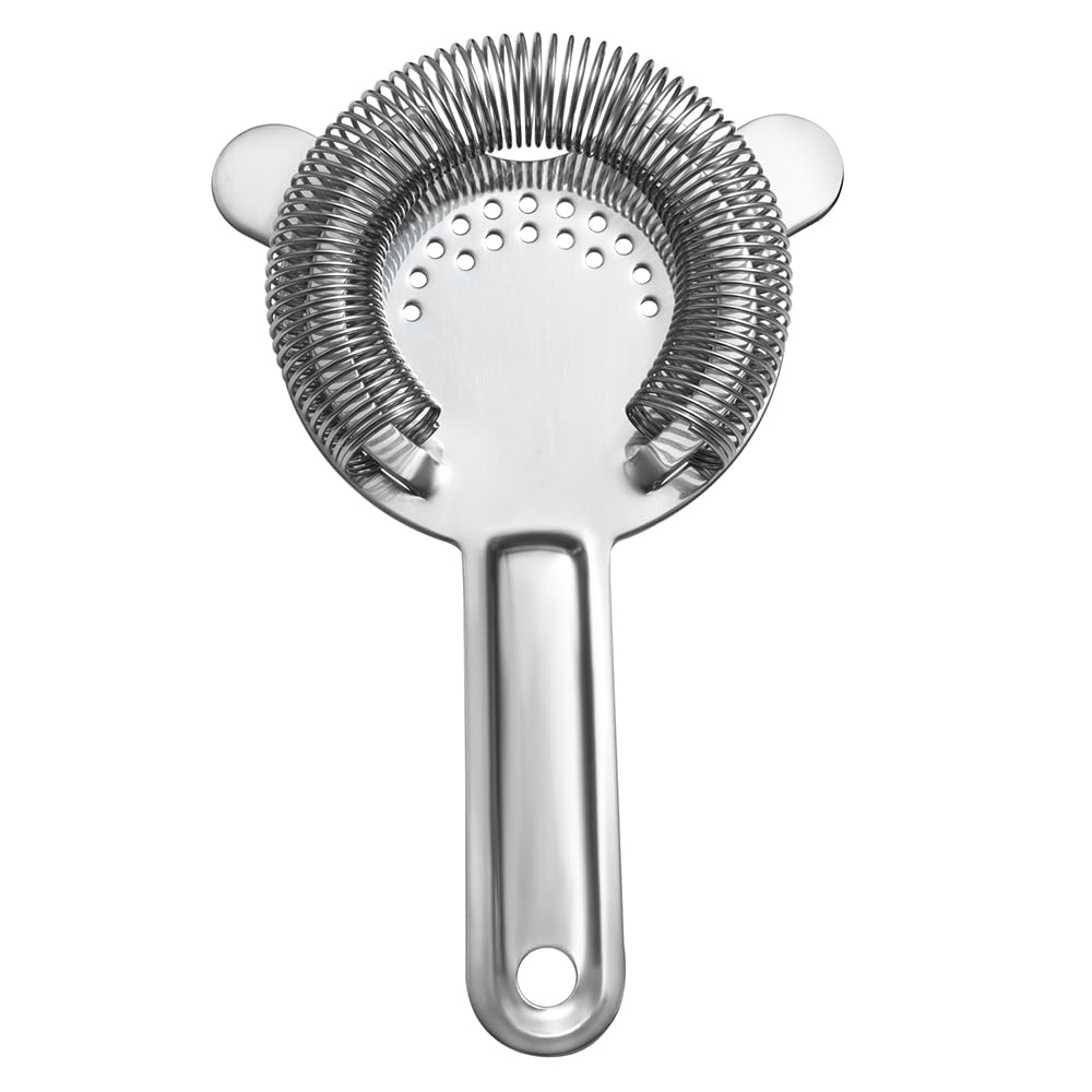 Etens Cocktail Strainer for Drinks, Bar Strainers for Bartending, Martini Strainer for Boston Shaker Mixing Glass, Bartender Hawthorne Strainer w/Removable Spring– Stainless Steel, Silver