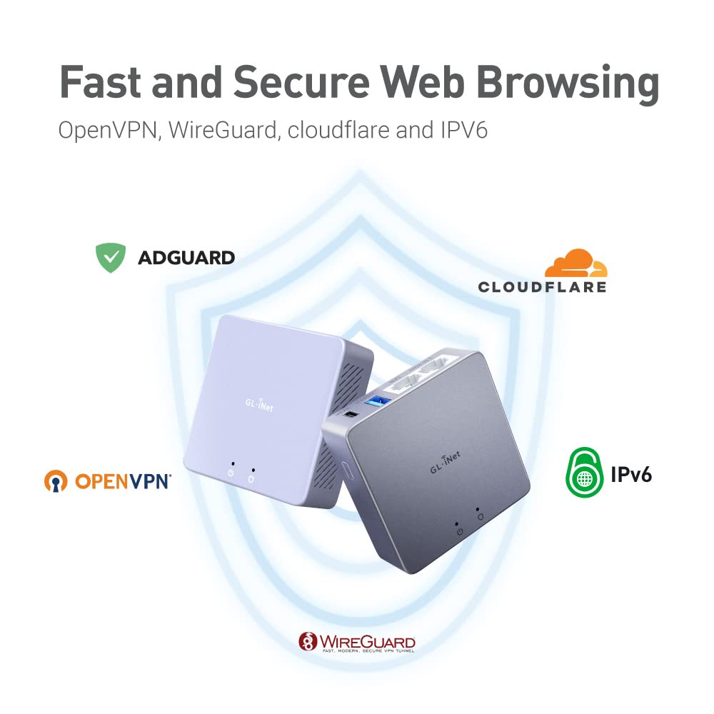 GL.iNet MT2500 Mini VPN Security Gateway (ABS Plastic Case) & MT2500A Mini VPN Security Gateway (Aluminium Alloy Case)