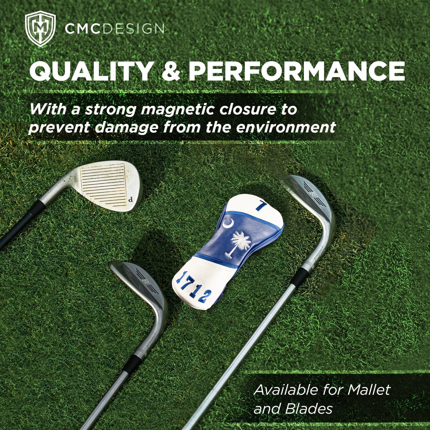 CMC Design Custom South Carolina Embroidered Golf Driver Head Cover - Glove Soft Lining - Design Elements Include Applique and Embossing - Great Fit on Any Club as Golf Head Covers, Wood Cover
