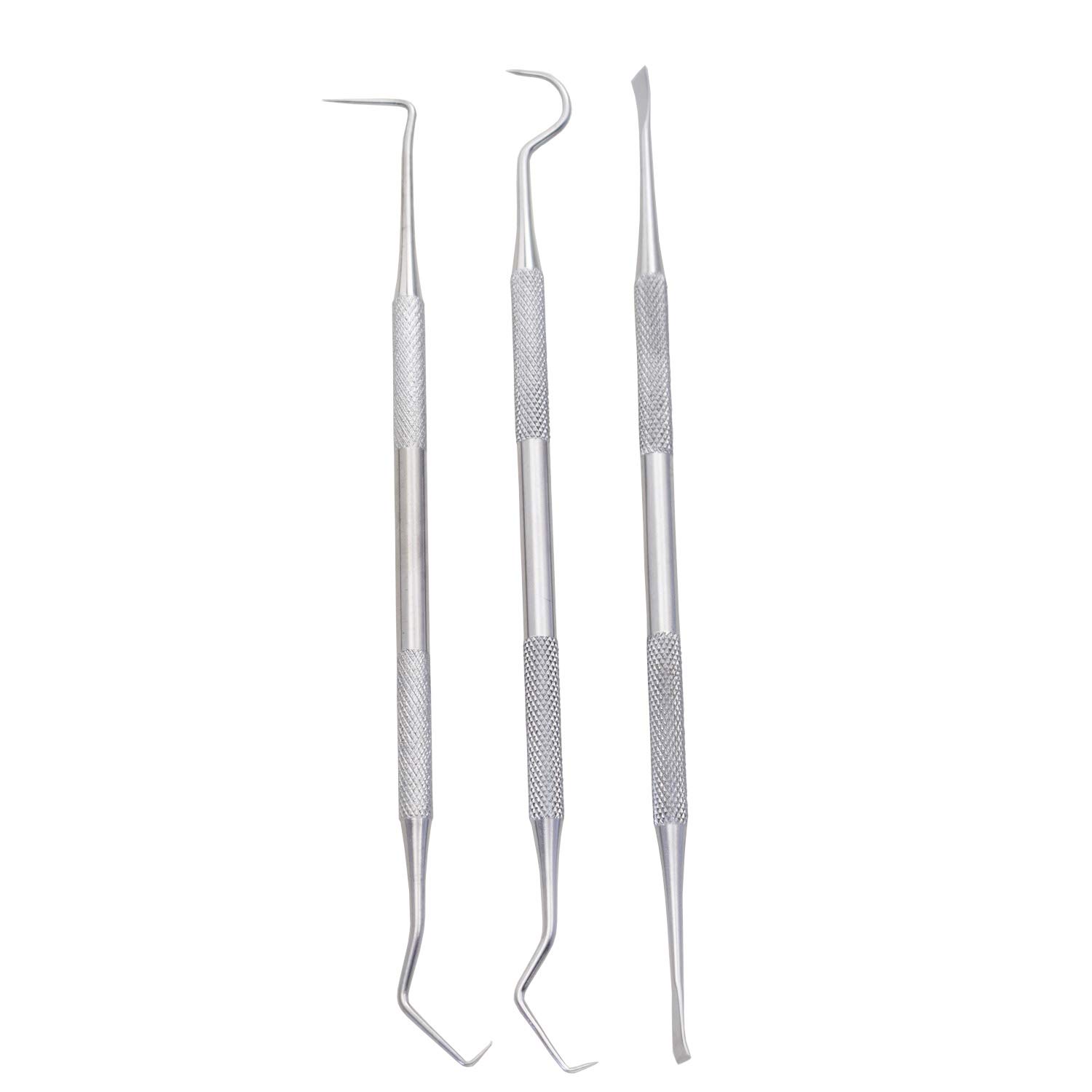 Yutoner Professional Dental Tools, Dog Dental Tooth Scaler and Scraper Stainless Steel Tartar Remover- 3, 4, 6 Pack Stainless Steel Teeth Cleaning Tools for Dogs, Cats (3 Pack)