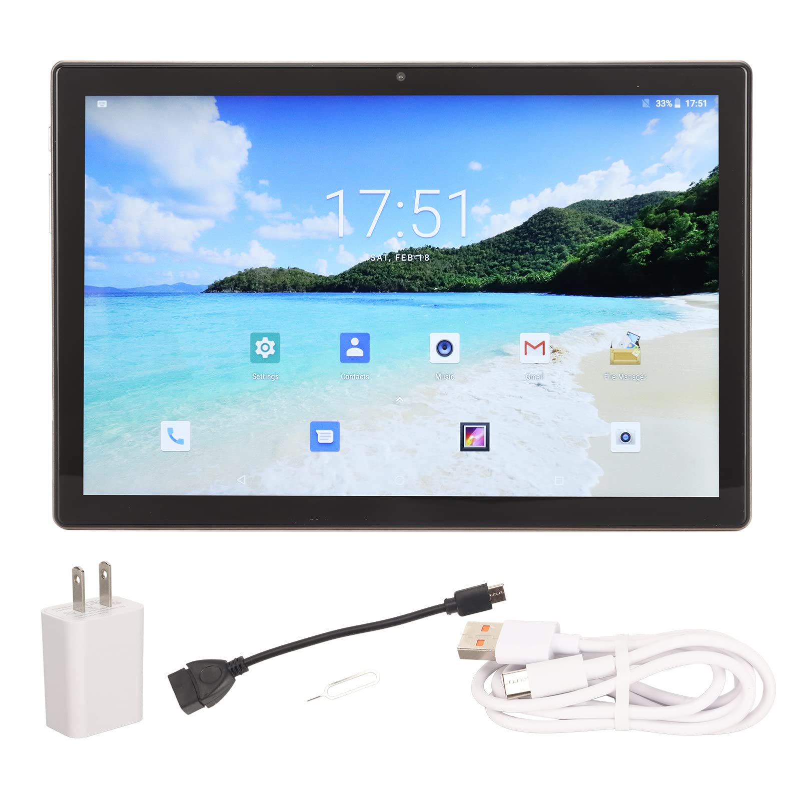 DAUZ HD Tablet, 7000mAh 8GB RAM 256GB ROM 10.1 Inch FHD Display Office Tablet for Gaming (US Plug)