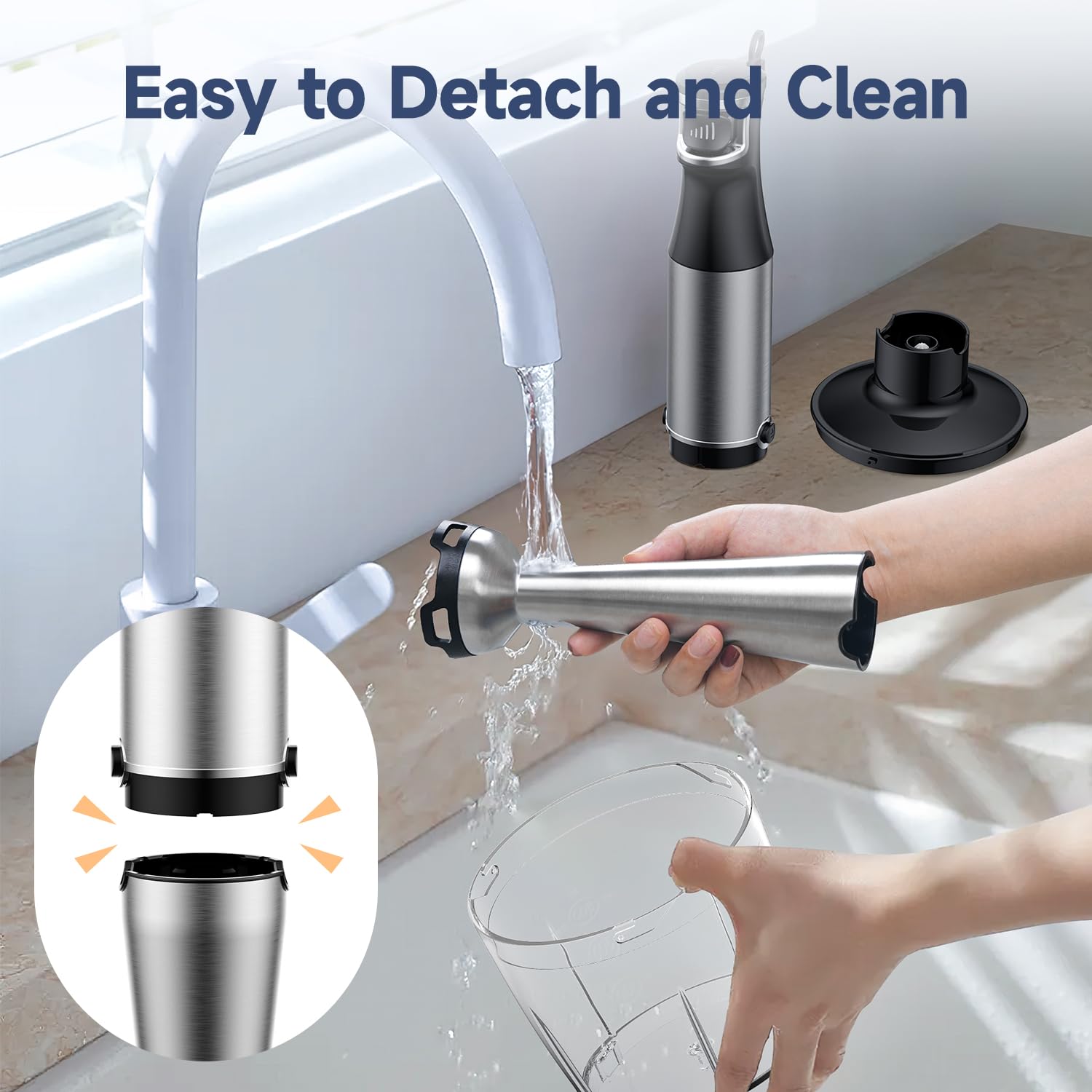 Immersion Blender Handheld Corded Hand Blender 1100W, Emulsion Blender Handheld with Chopper, Whisk and Frother, Hand Blender for Soup