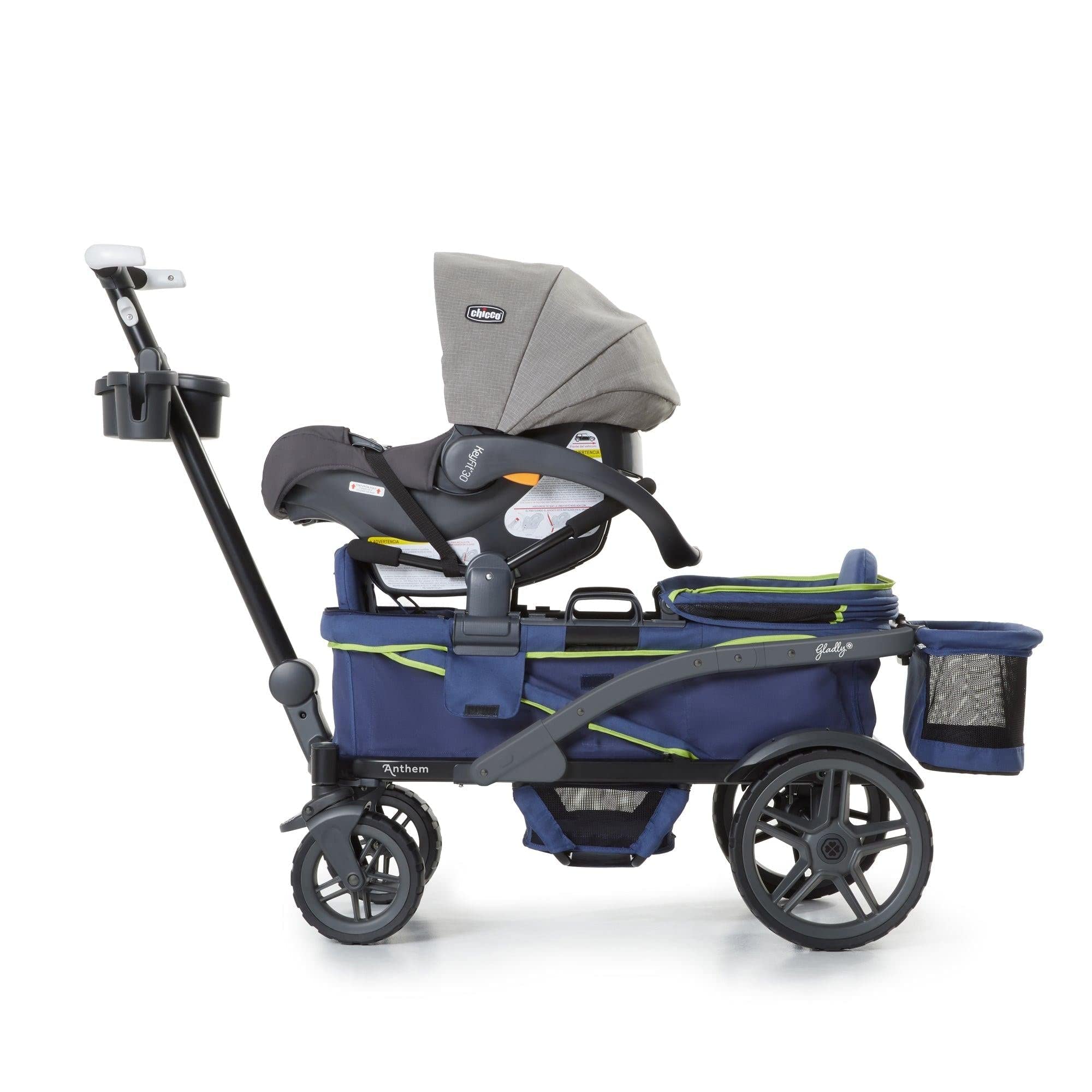 Gladly Family Anthem4 Quad All-Terrain Wagon Stroller, Sand & Sea with Car Seat Adapter