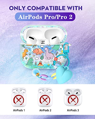 Kokaaee for Airpod Pro & Pro 2 Case Cover Cute Funda Kawaii Women Aesthetic Protector Girls Girly Liquid Glitter Bling Sparkly Design Estuche Keychain Y2K for Apple Airpod Pro 1/2 Cases