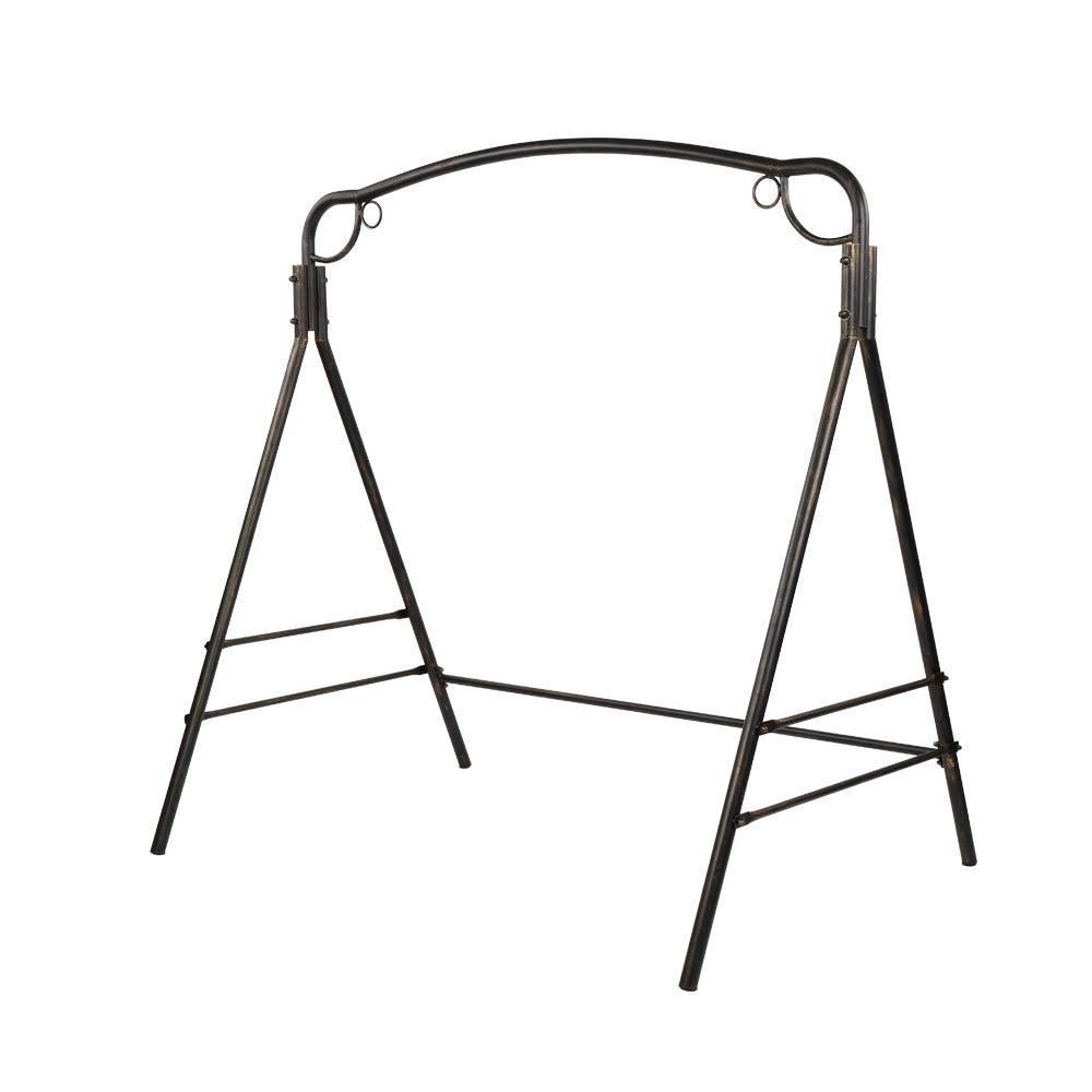 MTFY Upgraded Metal Porch Swing Chair Frame, Outdoor Patio Hanging Porch Swing Frame, Vintage Heavy Duty 2-Person Steel Swing Hanging Chair Frame for Patio Garden Bench Backyard - Frame,Black