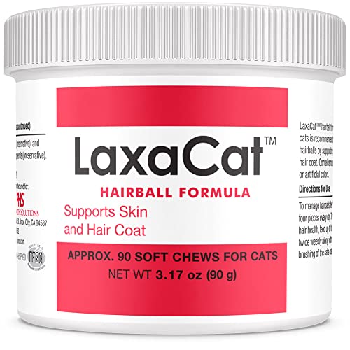 LaxaCat Hairball Formula for Cats - Supports Skin & Hair Coat, Vitamin, Mineral Oil - Healthy Coat - Regular Bowel Movement - Natural Ingredients - 90 Soft Chew