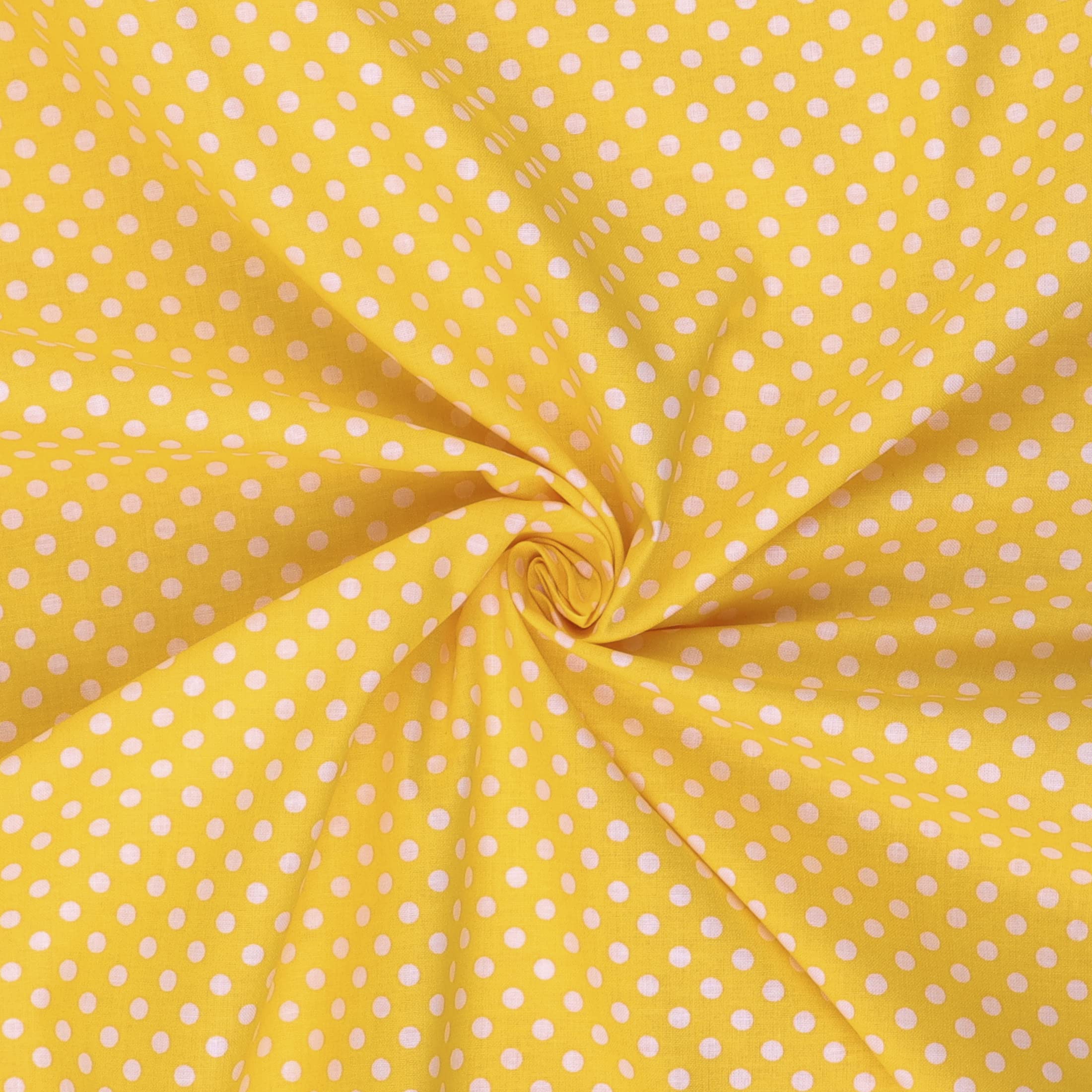 Mook Fabrics Cotton Polka Dot, Yellow Cut by The Yard