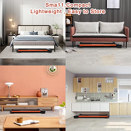 KONDAFILA 2 in 1 Under Desk Treadmill Orange, Large Running Area 56"x23"x5", Walking Pad Long for Home Office with Wheel, 220lb Capacity, App & Remote Control, Automatic Sensing, Easy Setup
