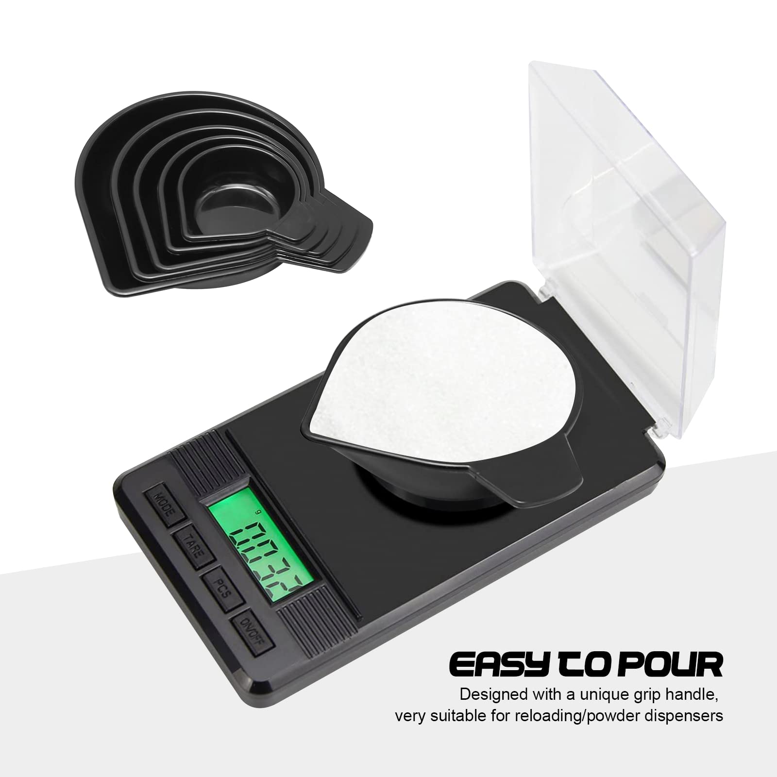 DUZFOREI 5 Sizes Weighing Powder Pans Scale Pan Narrow Spout Plastic Weighing Dishes for Weigh Liquid Powder Gems