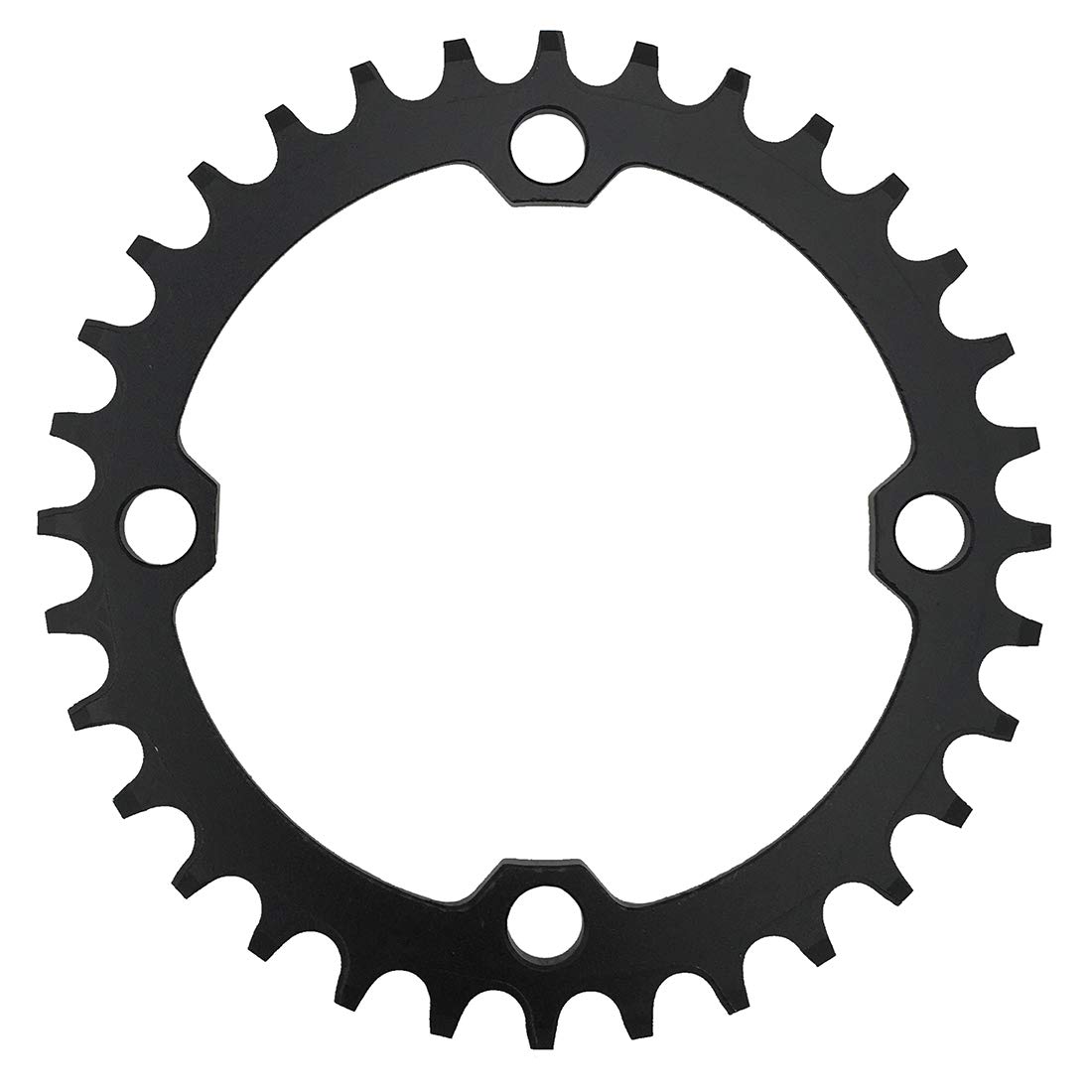 DECKAS Round Oval 104BCD 30T 32T 34T 36T 38T Narrow Wide Chainring Single Chainring for 6/7/8/9/10/11/12-Speed (Round Black, 32T)