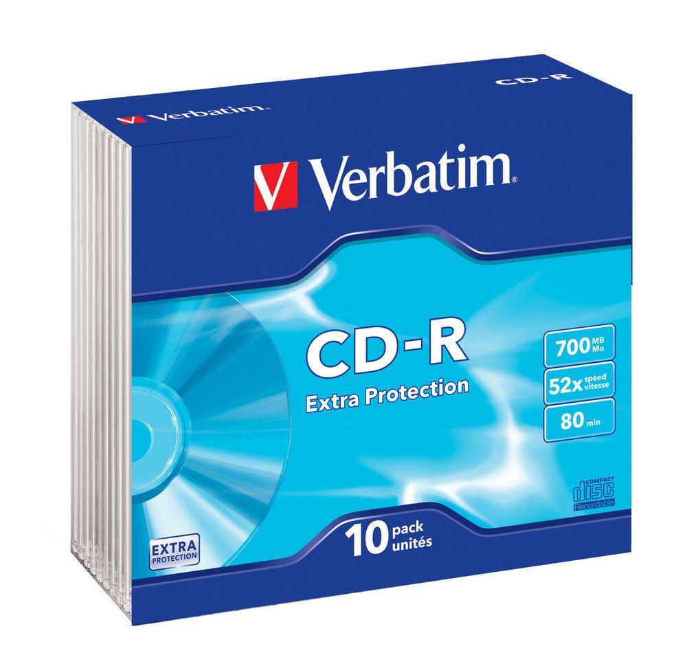 Verbatim CD-R 80/700MB Slim Case, Pack of 10