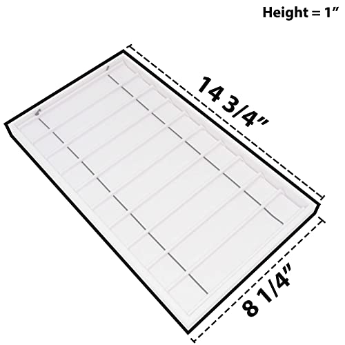 CuteBox Company White Plastic Tray (14.75β x 8.25β x 1β) with 10-Bar Compartments White Wooden Tray Insert for Jewelry Storage, Organization, Merchandise, Display