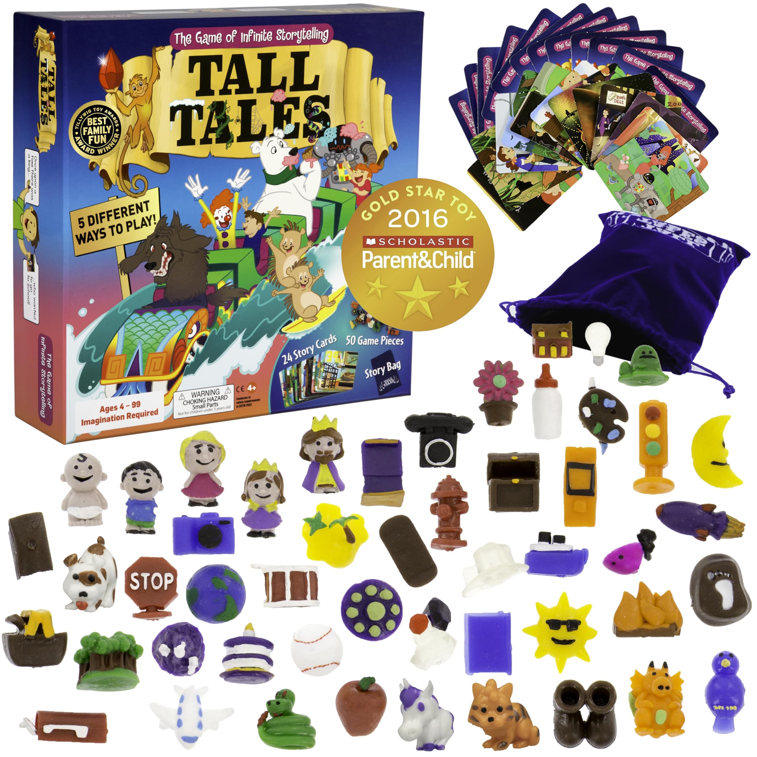 SCS Direct, Tall Tales Story Telling Board Game - The Educational Family Game of Infinite Storytelling -Award-Winning Educational Game, 5 Ways to Play - Promotes Creativity & Language Skill, Xmas Gift