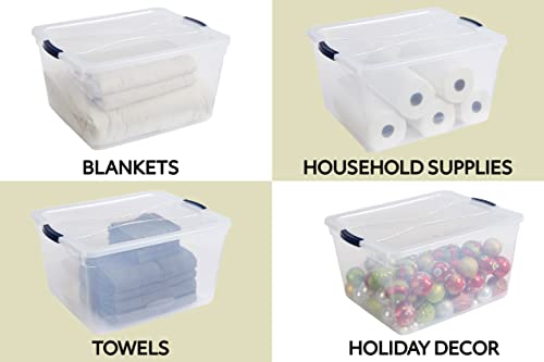 Rubbermaid Cleverstore 71 Qt Storage Bins with Lids, Latching Plastic Storage Container for Home Organization and Containers for Organizing, (4 Pack)