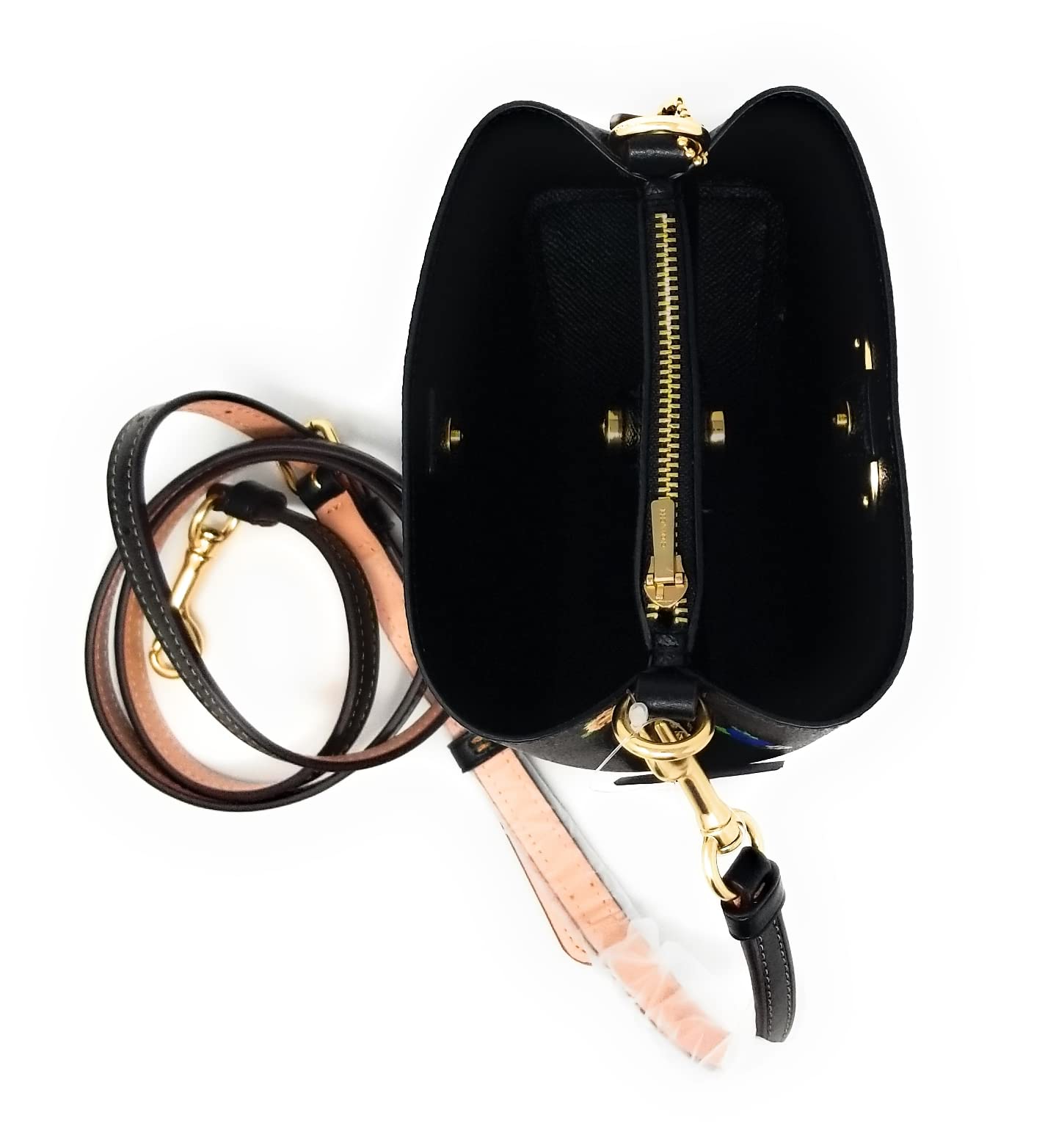 Coach Women's Mini Town Bucket Bag (Coated Canvas - Rose Print - Brown/Black)