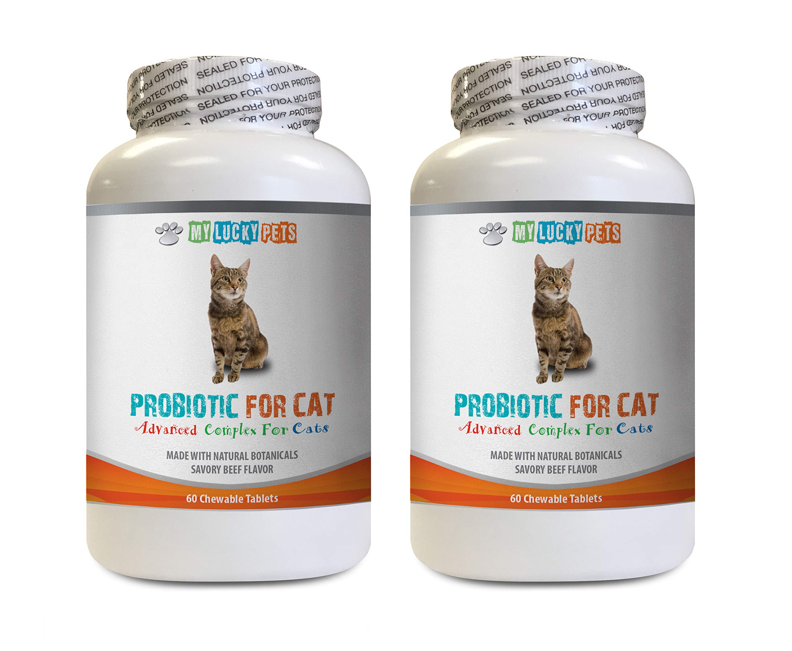 MY LUCKY PETS LLC cat Digestive Powder - CAT PROBIOTICS - Advanced Natural Digestive AID Formula - GET RID of Bad Breath and Stop Diarrhea - cat Digestive Enzyme Supplements - 2 Bottles (120 Treats)