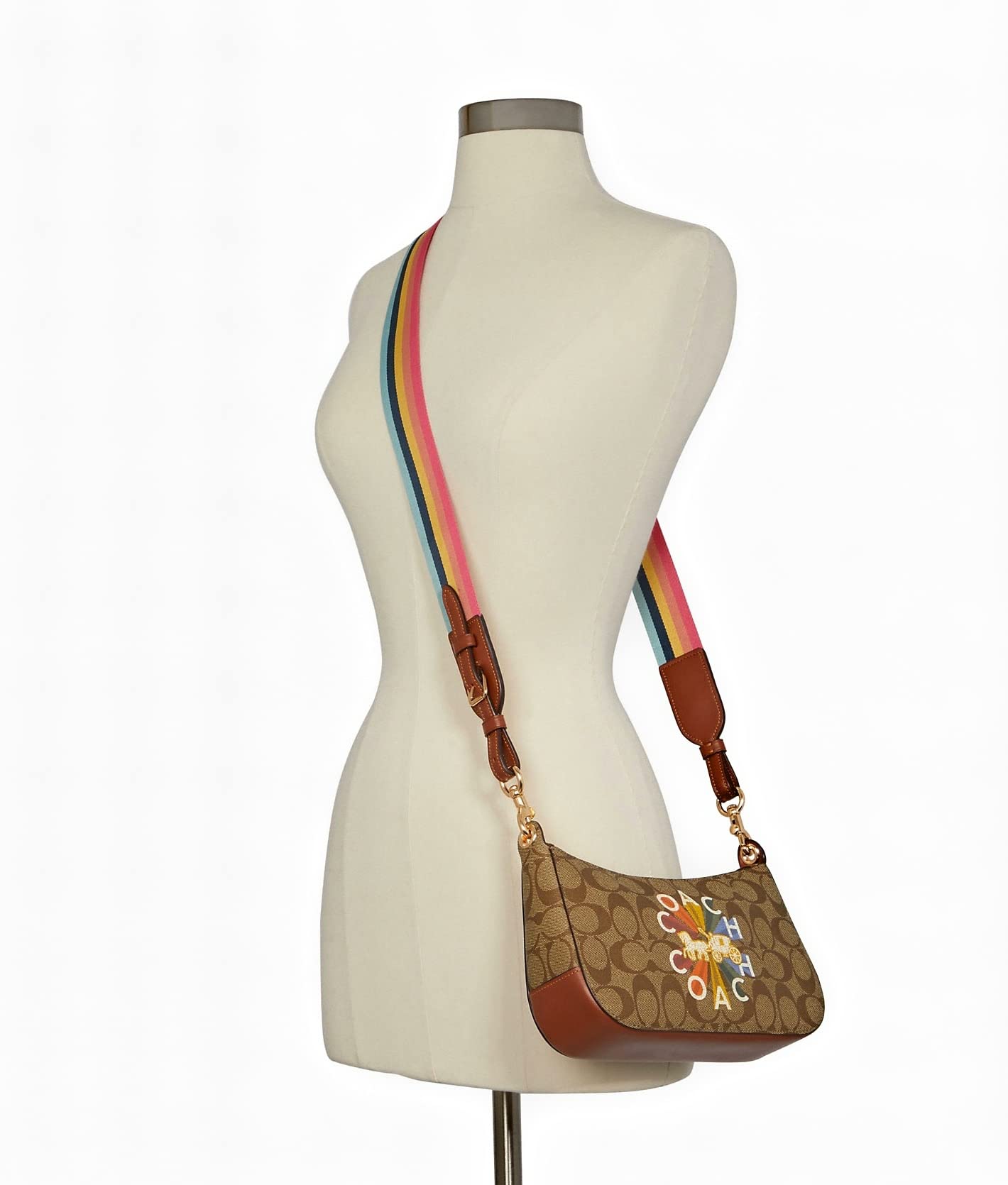 Coach Womens Jes Crossbody In Leather (IM/Khaki Multi With Radial Rainbow)